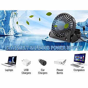 PELANZENHAU Small Table Fan - USB Powered Mini Desk Fan with 3 Powerful Speed & 360° Collapsible, Portable Little Cooling Fan Folding and Tilt Design for Travel Dorm RV Office Camping Bedroom