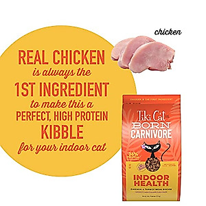 Tiki Cat Born Carnivore Indoor Health, Chicken & Turkey Meal, Grain-Free Baked Kibble to Maximize Nutrients, Dry Cat Food, 6 lbs. Bag