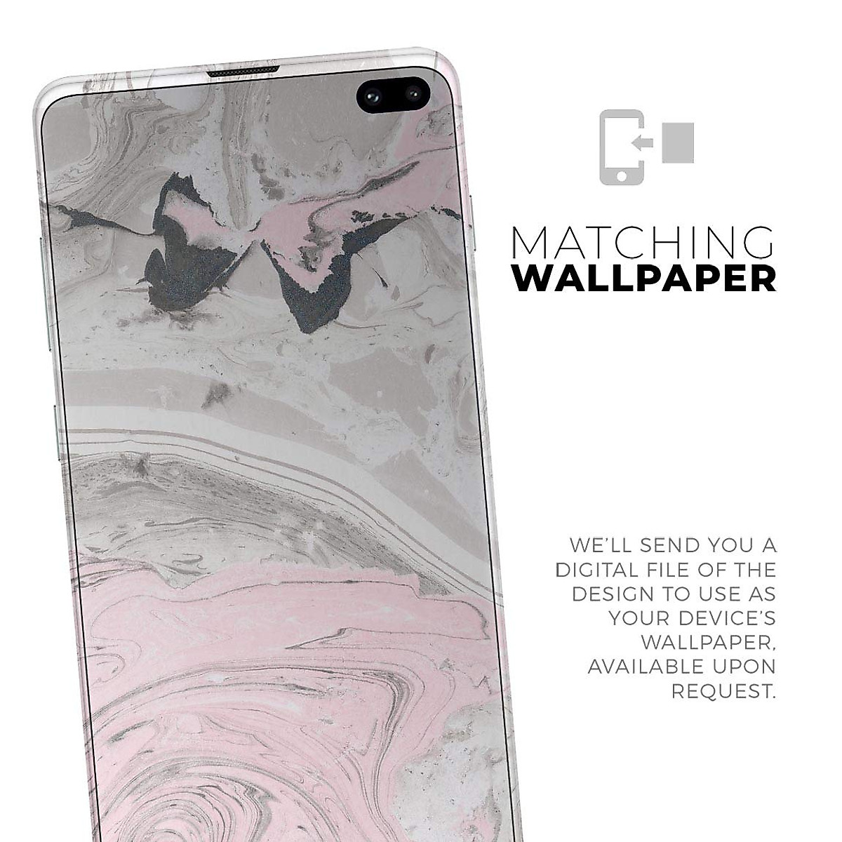 DesignSkinz Mixtured Pink and Gray Textured Marble Protective Vinyl Decal Wrap Skin Cover Compatible with The Samsung Galaxy S20 (Screen Trim & Back Glass Skin)