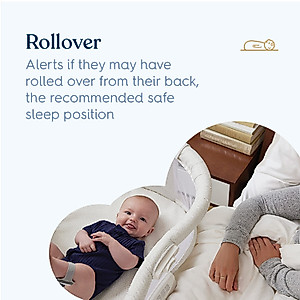 HALO SleepSure Smart Baby Monitor - Live Heart Rate View, Rollover, Skin Temperature, and Motion Notifications with On-The-Go Monitoring, Historic Sleep Data, Customizable Settings – Gray