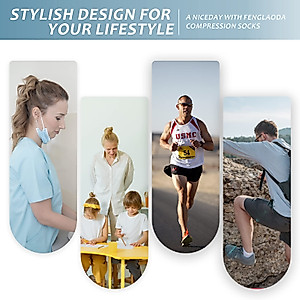 fenglaoda 4 Pairs Compression Socks for Women & Men Knee High Nurse Pregnant Cute Fun Medical Running Travel Athletic