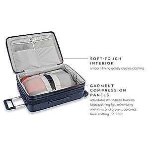 Briggs & Riley Sympatico Hardside Medium Spinner Luggage, Matte Navy, 27-Inch Checked