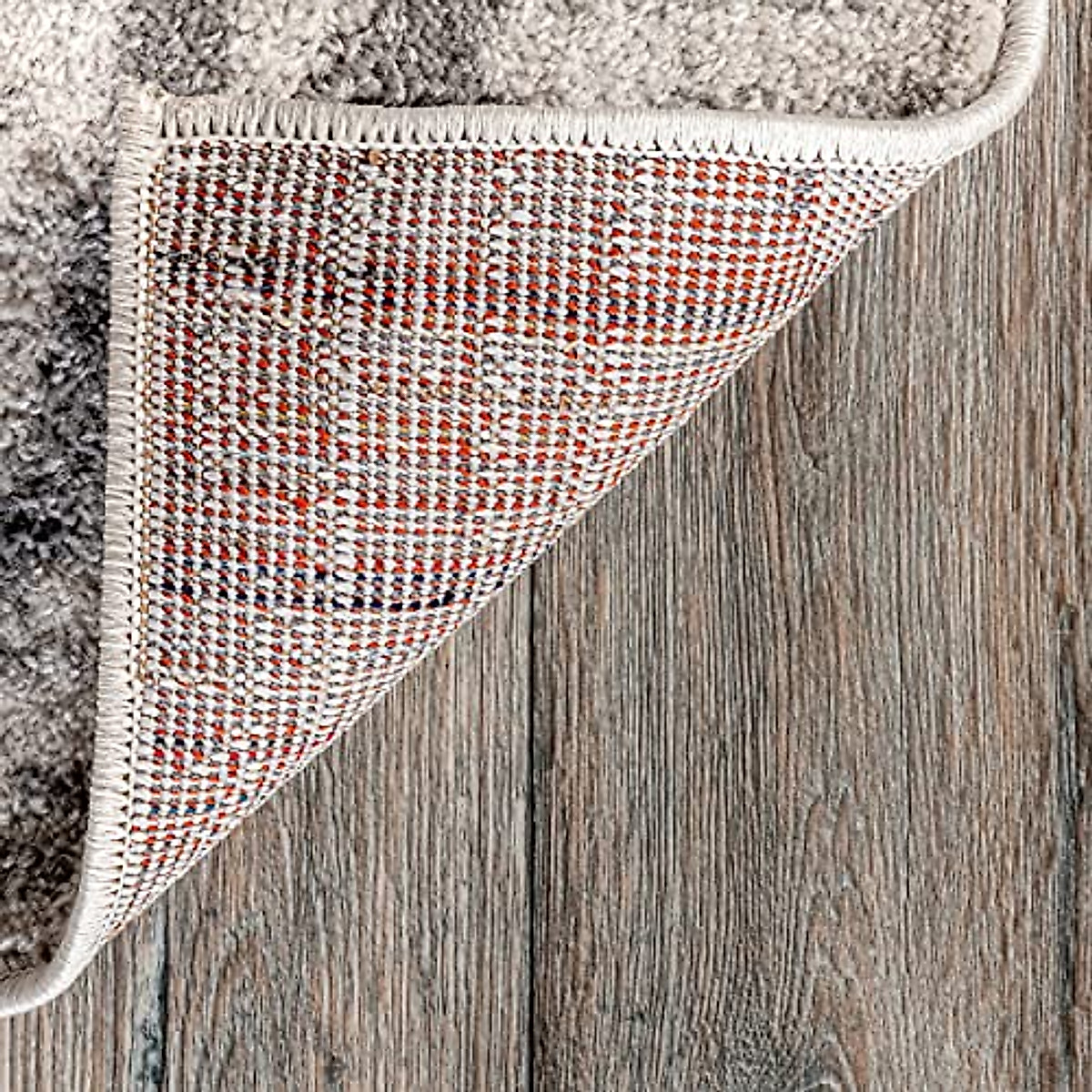 nuLOOM Leaves Abstract Runner Rug, 2' 6" x 6', Light Grey