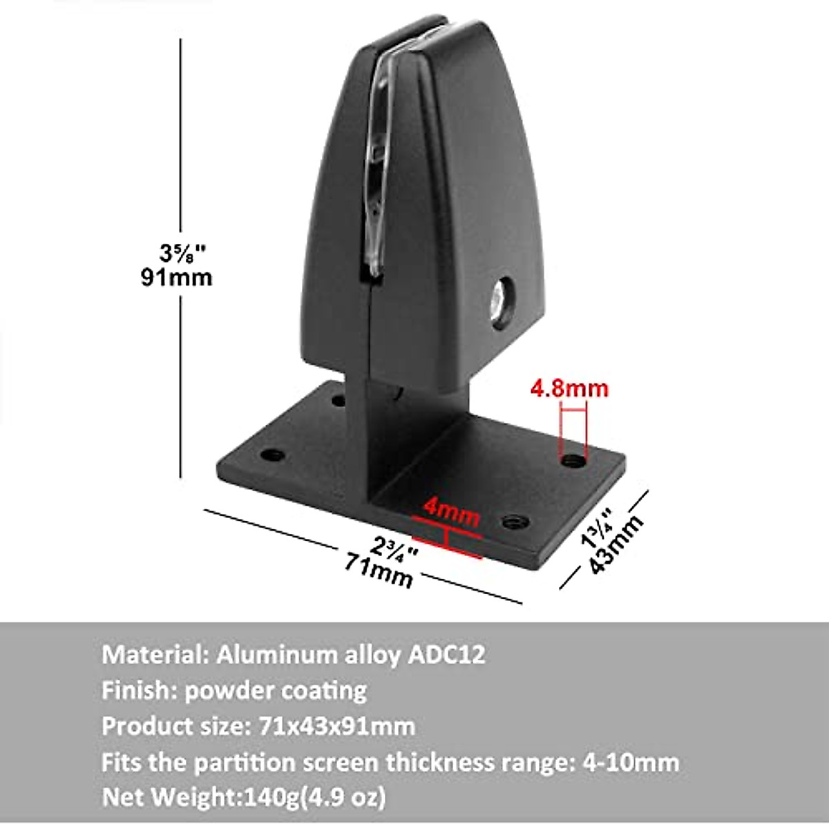 8 Pcs Black T Shaped Office Desk Partition Clips,Aluminum Alloy Sneeze Guard Clamp Bracket Support Desk Divider,Shelf Holder 4-10 mm Plexiglas or Acrylic Panel Partition for Safety & Privacy