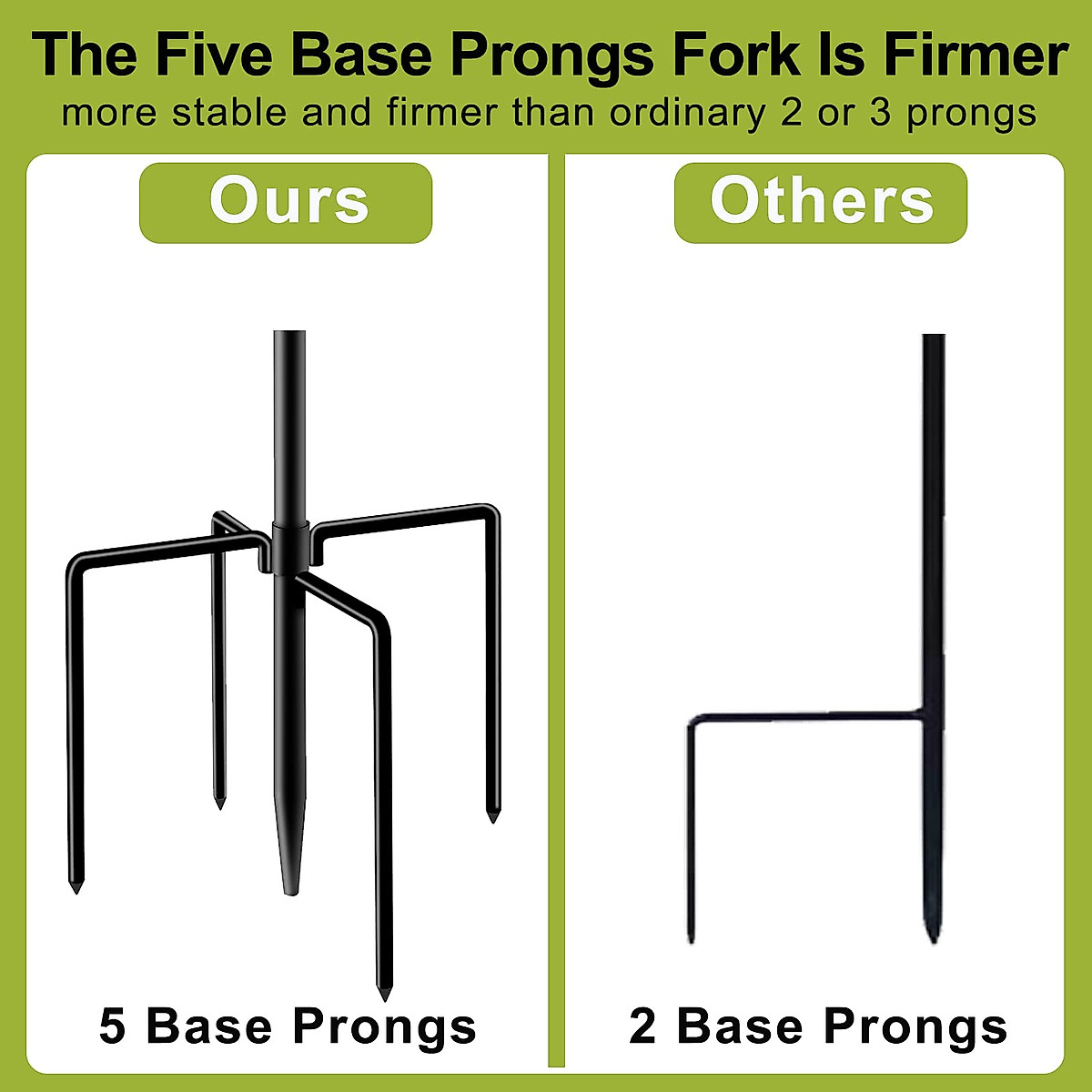 Double Shepherds Hook for Outdoor,78 Inch Bird Feeder Pole with 5 Prongs Base,Adjustable Heavy Duty Garden Hanging Holder for Hanging Plant,Solar Light,Weddings Decor,Hummingbird Feeder（1 Pack）