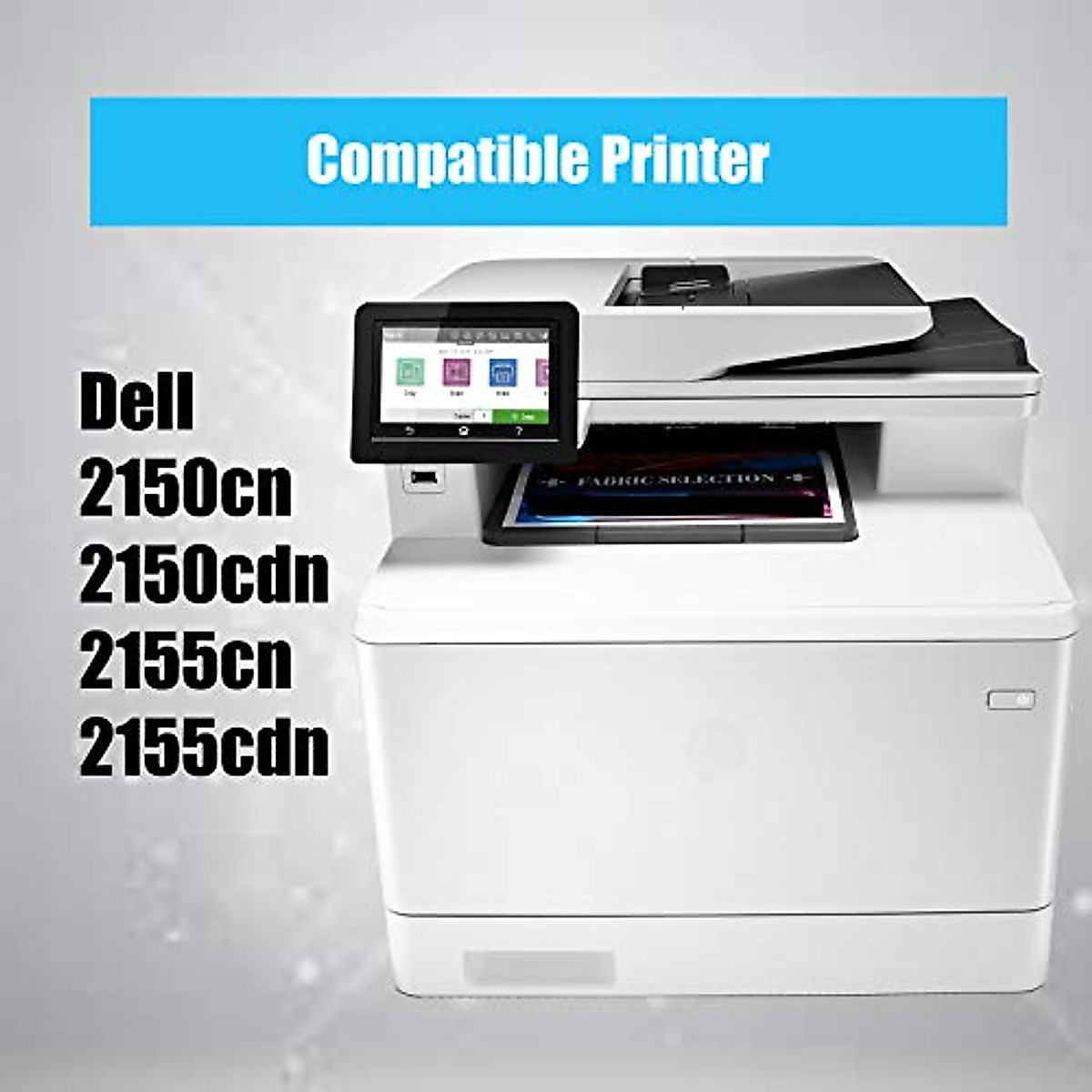 4-Pack 4Benefit Compatible Dell 2150 2150CN Toner Cartridge 2155 2155cdn (B/C Y/M) Used for Dell 2150CDN 2150CN 2155CDN 2155CN Laser Printer (Black, Cyan, Magenta, Yellow)
