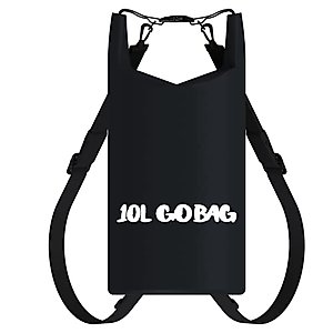 iChewie - Go Bag - Waterproof Dry Bag - Roll Top Compression Sack Keeps Gear Dry for Kayaking, Beach, Rafting, Boating, Hiking, Camping, Fishing, and more - 10L Black
