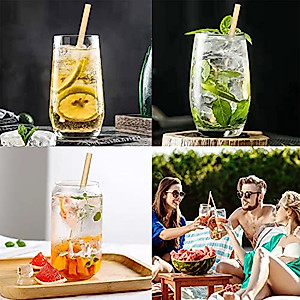 50pcs-100% Natural Bamboo straw Reusable Bamboo Drinking Straws Eco-friendly Biodegradable straws|1pcs Storage Box |1pcs Cleaning Brushes