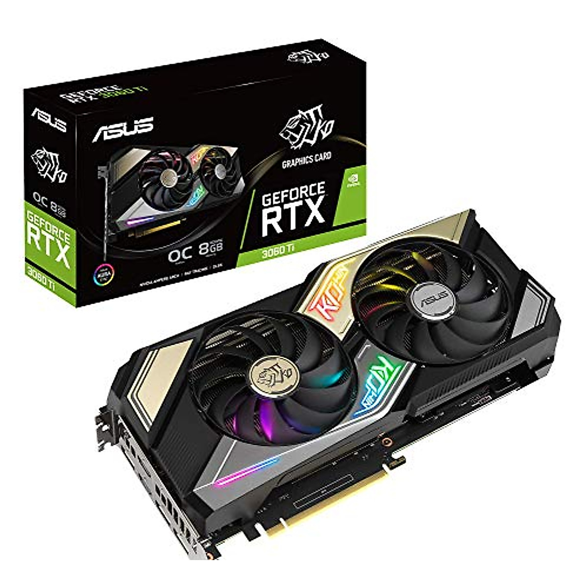 ASUS KO NVIDIA GeForce RTX 3060 Ti OC Edition 8GB GDDR6 Gaming Graphics Card (PCIe 4.0, 8GB GDDR6 Memory, HDMI 2.1, DisplayPort 1.4a, Axial-tech Fan Design, 0dB Technology, Enduring capacitors)