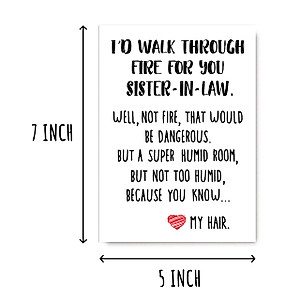 Funny Sister-In-Law Gifts - I'd Walk Through Fire For You Sister-In-Law Card - Birthday Gift Ideas For Worlds Best Sister Card - Best Friend Card