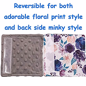 Baby Car Seat Neck Cover, Car Seat Strap Cover, Seat Belt Cushions Pads, Shoulder Strap Protectors, Reversible Pram Harness Covers in Minky Floral, Baby Neck Pad Protector