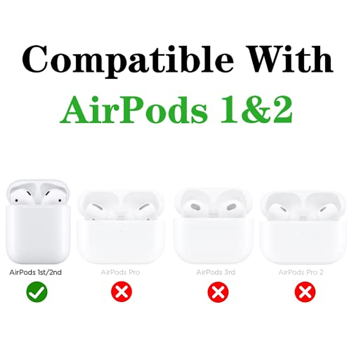 Hyltlin Case for AirPods 1&2, Soft Silicone 3D Cool Fashionable Suitcase Design Shockproof AirPods Charging Case with Metal Keychain for Men Women Kids Teens Boys Girls (Black,1&2)