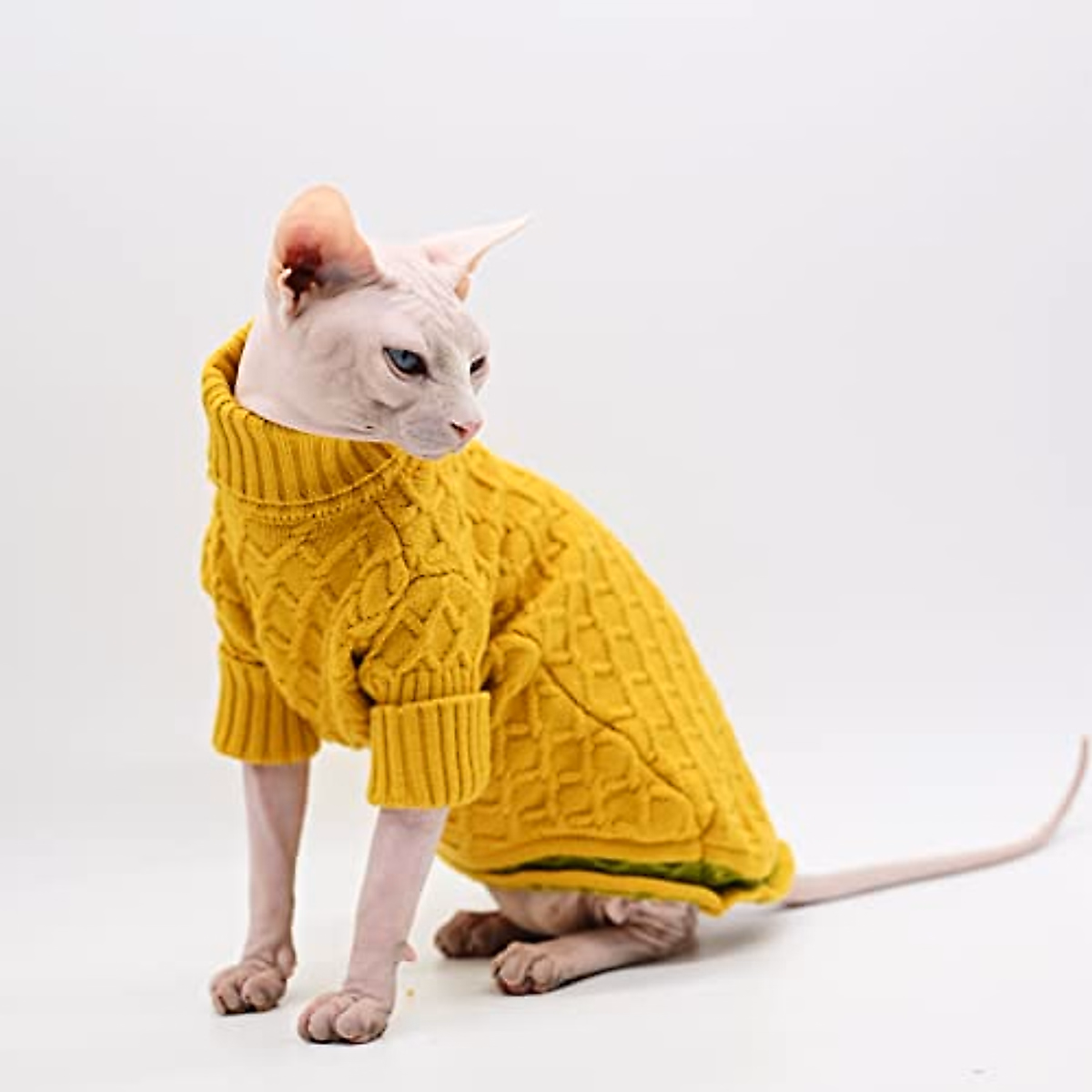 Sphynx Cat Clothes Knitted Soft High-end Fashion High-Neck Thickened Warm Winter Hairless Cat Clothes Devon Cornish Cat Clothes (X-Large)