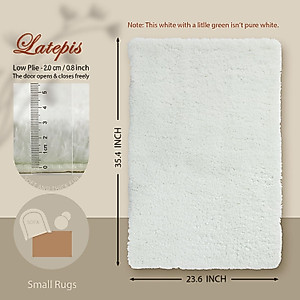 Latepis White Fluffy Rugs for Bedroom 24" x 35.5" Small Area Rug, Non-Slip Washable Throw Rugs, Non-Shedding Soft Furry Rug Indoor Door Mat Entrance for Home Door Entryway and Bathroom, White, 2x3 FT