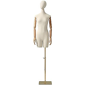 Tailors Dummy Mannequins Female Mannequin Torso Body Human Torso Wearing Form Wheel Height Adjustable Jewelry Display, 3 Colors Dressform Mannequin