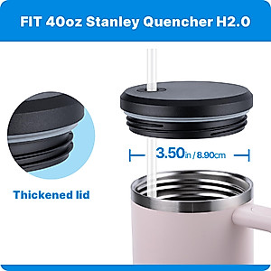 Bluwing 2 Pack 40 oz Tumbler Lid Replacement for 40oz Stanley Quencher 2.0, Replacement Tumbler Lids Covers Fit for Stanley Cup (White 2 Pack)