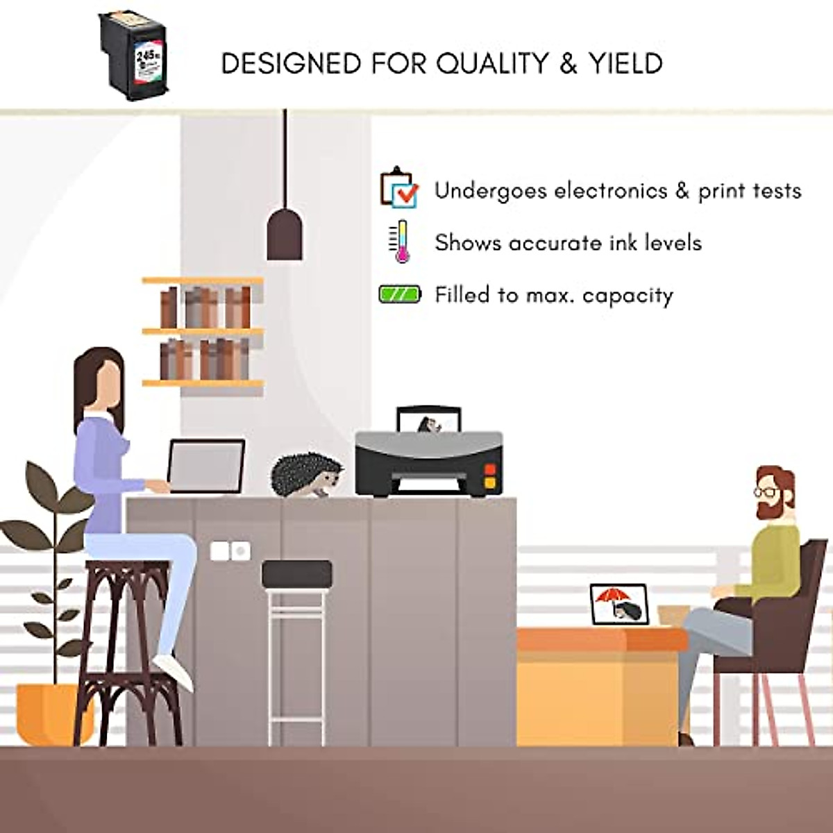 Limeink Black Remanufactured PG-245XL High Yield Ink Cartridge for Pixma iP2820 MG2420 MG2520 MG2920 MG2922 MG2924 MX492 Shows Accurate Ink Level