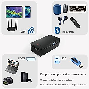 Lenovo Mini Projector M1 Portable Pico Smart DLP Projector with WiFi and Bluetooth,Built in 7000mAh Battery & Speaker and Android OS,Movie & Video Outdoor Projectors for iPhone and Android Phones