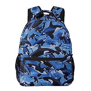 Killer Whales Orcas Print Casual Bookbag Backpack For Travel Teen Girls Boys Adult Gift