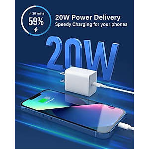 USB C Wall Charger, 20w Power delivery 3.0 Fast Charger, USB C Charger, Fast Charging Block for iPhone 13/13 Mini/13 Pro/13 Pro Max/12, Galaxy, Pixel 4/3, iPad/iPad Mini