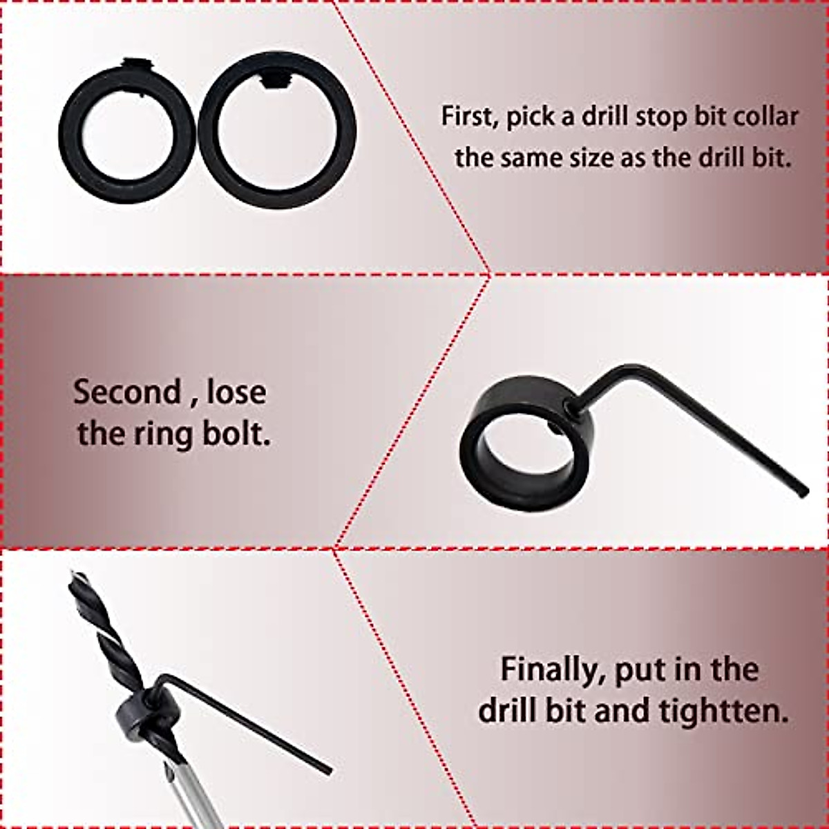 Cheerock Drill Bit Depth Stop Collar Set 7Pcs&8Pcs Adjustable Stop Ring for Precise Punching Measurement Depth Fixed
