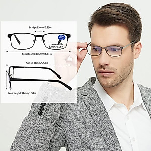 AIKLLY Reading Glasses for Men - 3 Pack Blue Light Blocking Men's Metal Readers (3 Pairs Mix Color, 2, multiplier_x)