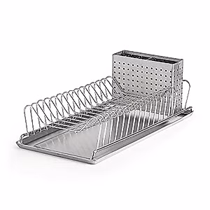 Polder 3-Piece Compact Dish Rack Includes Utensil Holder, Wire Rack and Rimmed Catch Tray - 100% Stainless Stel