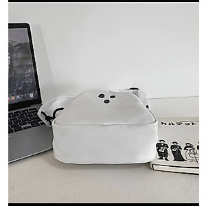 GESALOP Funny Cute Ghost Kawaii Women's Canvas Bag Cartoon Harajuku Wallet Women's Shoulder Bag Kawaii Wallet (Black-1)