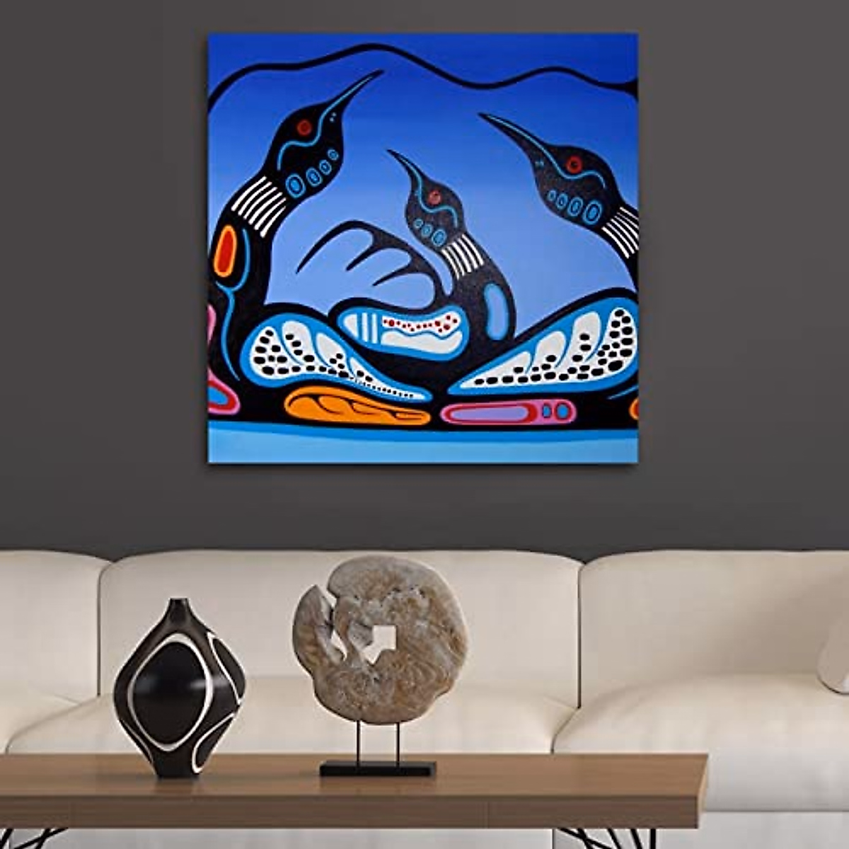 Birds Loons Canvas Prints Wall Art Paintings Wall Artworks Pictures for Living Room Bedroom Decoration, 24x24 Inch Home Bathroom Wall Decor Posters