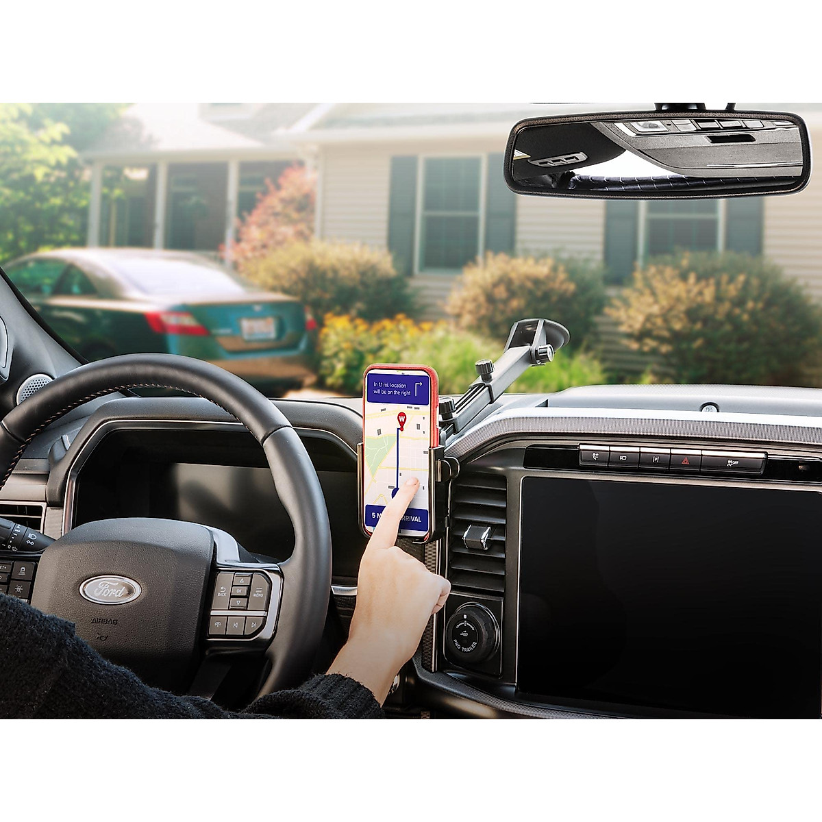 WeatherTech WindshieldFone - Adjustable Windshield/Dashboard Suction Phone Mount, Universal Cell Phone car Holder - Black Plastic Knobs