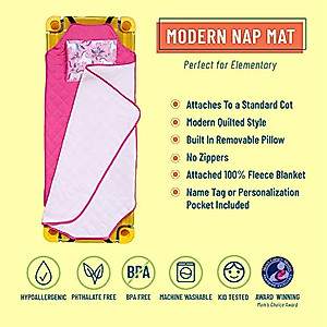 Wildkin Kids Modern Nap Mat with Reusable Pillow for Boys & Girls, Perfect for Elementary Sleeping Mat, Features Elastic Corner Straps, Soft Cotton Blend Materials Nap Mat for Kids (Magical Unicorns)