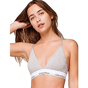 Calvin Klein Women's Modern Cotton Lightly Lined Triangle Wireless Bralette, Gray, M