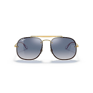 Ray-Ban RB3583N Blaze General Square Sunglasses, Gold/Clear Gradient Blue Mirrored Red, 58 mm