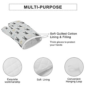 German Shepherd White Oven Mitts Heat Resistant Kitchen Cooking Mitts Anti-scalding Insulated Gloves for Kitchen Cooking BBQ