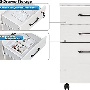 YQ FUNLIS 3 Drawer Mobile File Cabinet with Lock Under Desk Storage Drawers Small File Cabinet for Home Office,White