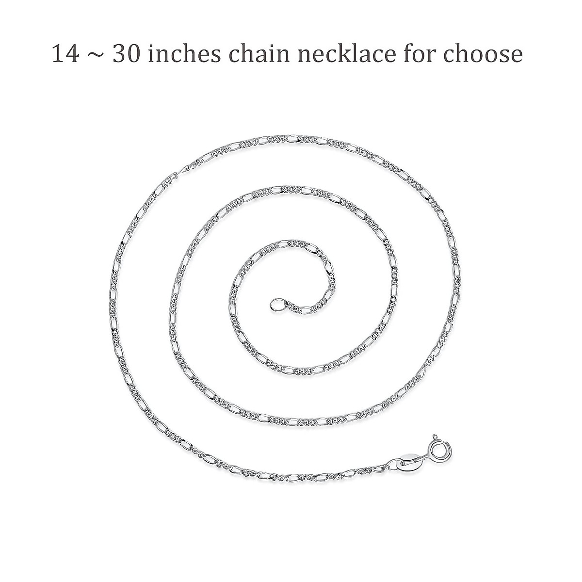 SILBERTALE 1.5mm Thin 925 Sterling Silver Italian Figaro Chain Necklace 14 inch