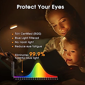 Briignite Book Light, Reading Light, 14 LED Rechargeable Book Reading Light, 5 Colors, 4 Brightness Levels, Lightweight Clip on Book Light for Reading in Bed, Perfect Booklight for Book Lovers, Black