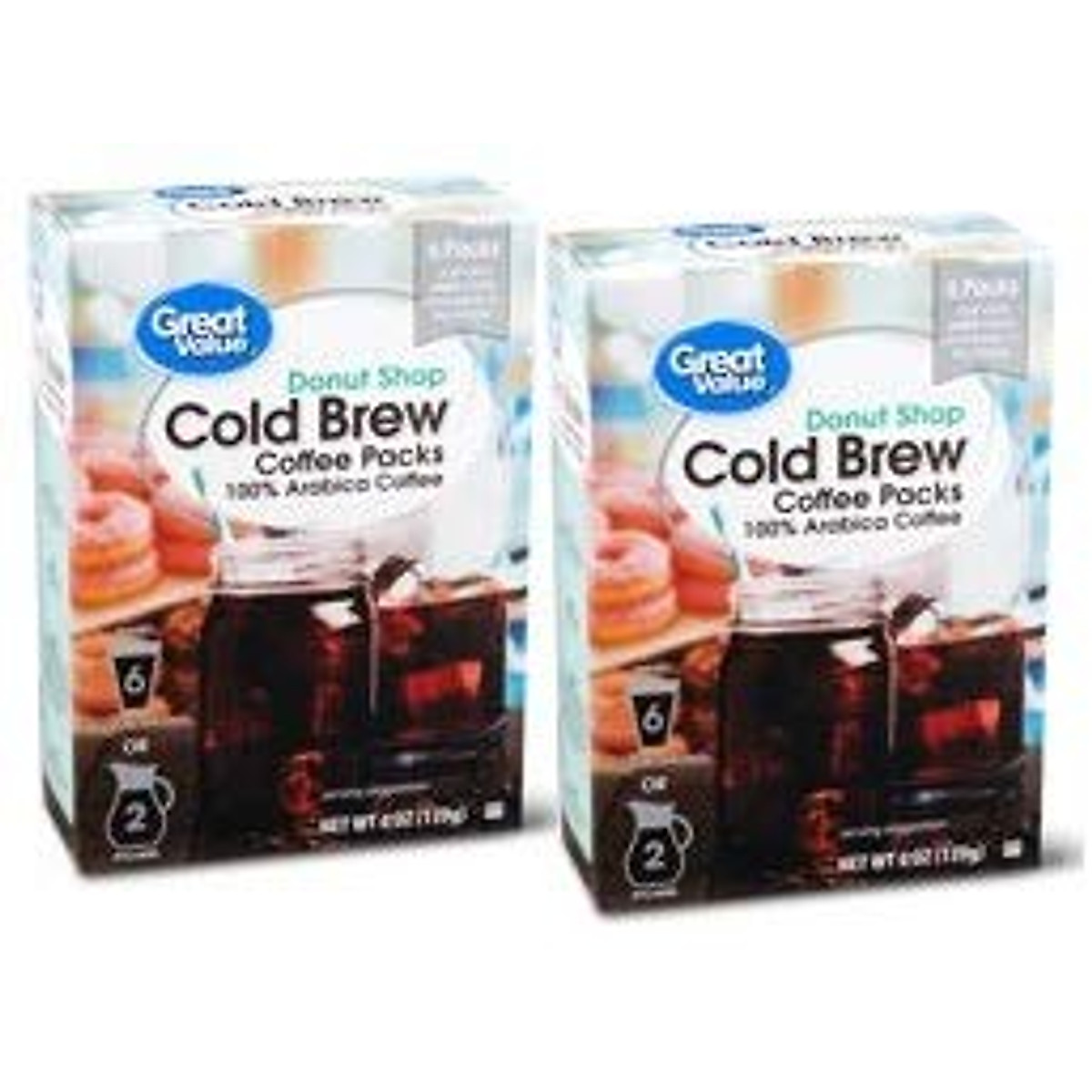 Great Value Cold Brew Coffee Packs, Donut Shop, 6 oz, 6 Count (Pack of 2)