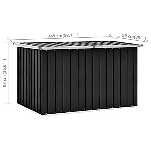 Queen.Y 239 Gallon Garden Deck Box, Galvanized Steel Storage Box for Oudoor, Organization and Storage Box for Patio Furniture, Pool Accessories, Toys, Tools, Black