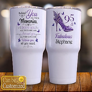 Bling High Heels 95 & Fabulous Since 1930, Amazing 95th Birthday Gift Tumbler For Girl Or Woman Customized Name Tumbler Personalized With Lid Engraved 30oz Lid