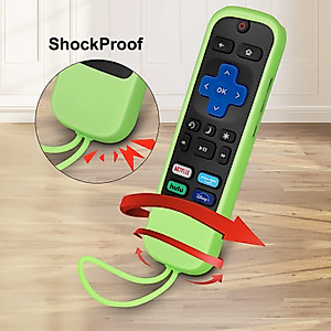 [2 Pack] Silicone Protective Case Compatible with Roku TV Remote, TCL Roku,Hisense Roku, Remote Cover Also for Roku Express+ and Roku Streaming Stick Remotes (Luminous Green + Blue)
