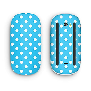 Design Skinz Light Blue & White Polka Dot (Converted) Vinyl Decal Compatible with The Apple Magic Mouse 2 (Wireless, Rechargable) with Multi-Touch Surface