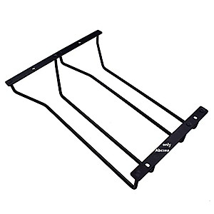 Abcsea 1 Piece Wine Glass Rack Under Cabinet, Stemware Rack Black, Wine Glass Holder, Goblet Wine Rack With Screws, 27cm 2 Rows