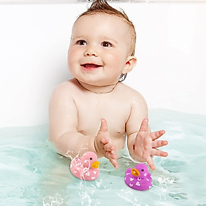 Kiddokids 28 Packs Valentines Day Gift Cards with Cute Mini Rubber Duck 2.4x2.4 Bath Toys for School Classroom Valentine’s Exchange Greeting Cards