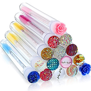 60 Pieces Disposable Mascara Wand Tube Set, 30 Diamond Empty Mascara Tube and 30 Crystal Eyelash Brush Spoolies Makeup Brush Eyebrow Applicator Tool for Lash Exention Supplies (Classic Style)