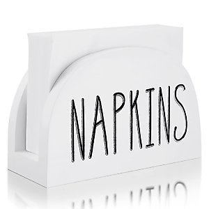 Wood Napkin Holder for Table Kitchen Modern Napkin Holder Wood Freestanding Napkin Dispenser for House Office Restaurant Hotel Cafe Bar Table Decor Supplies, 5.5 x 3.5 Inch(White)