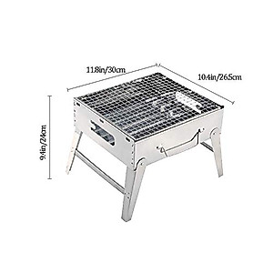 TWDYC Charcoal Grill Barbecue Portable BBQ Stainless Steel Folding BBQ Grill Camping Grill Tabletop Grill for Portable Camping Cooking Small Grill