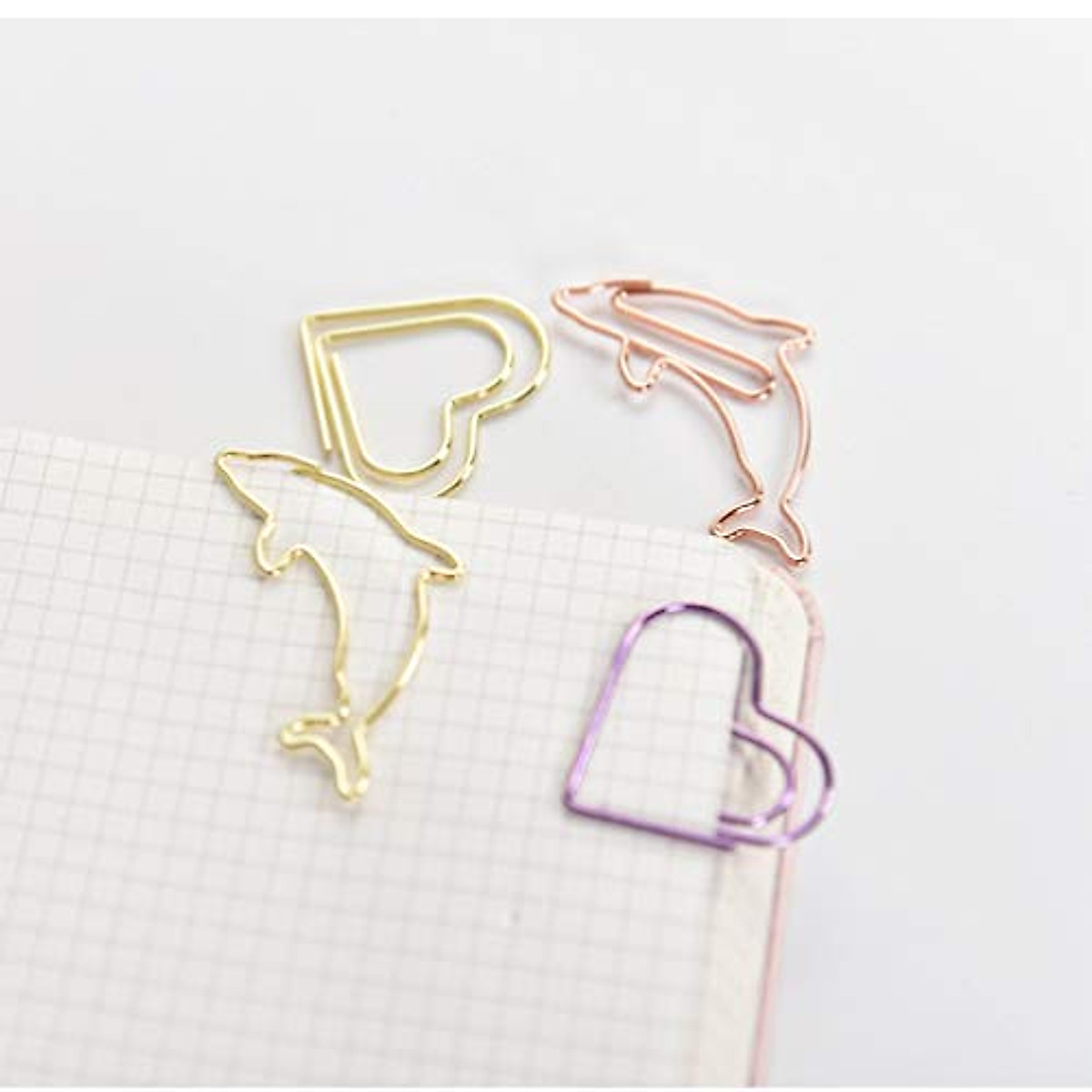 NUOBESTY 20Pcs Love Heart Shaped Paper Clips Holder Metal Note Clips Bookmark Marking Clamp Page Marker Document Organizing Clip for Office School Wedding Decoration Purple