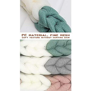 AARainbow 4 Packs Long Stretch Back Sponge with Rope Handles Back Scrubber Bath Shower Mesh Sponge Exfoliating Body Scrub Stretch Braided Loofah for Men and Women (B-1 Grey+1 Green+1 Pink+1 Coffee)