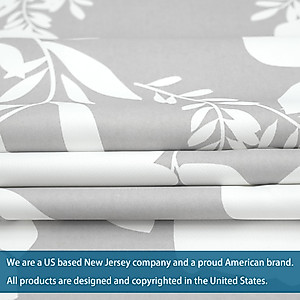 DriftAway Floral Delight Botanic Pattern Room Darkening Thermal Insulated Grommet Unlined Window Curtains Set of 2 Panels Each 52 Inch by 84 Inch Gray